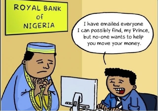 NIGERIAN EMAIL SCAM "PRINCE" CAUGHT IN US.