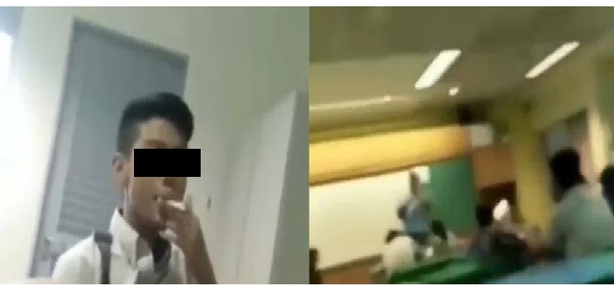 SEC SCH STUDENTS LIGHT UP AND SMOKE IN CLASSROOM IN FRONT OF TEACHER!