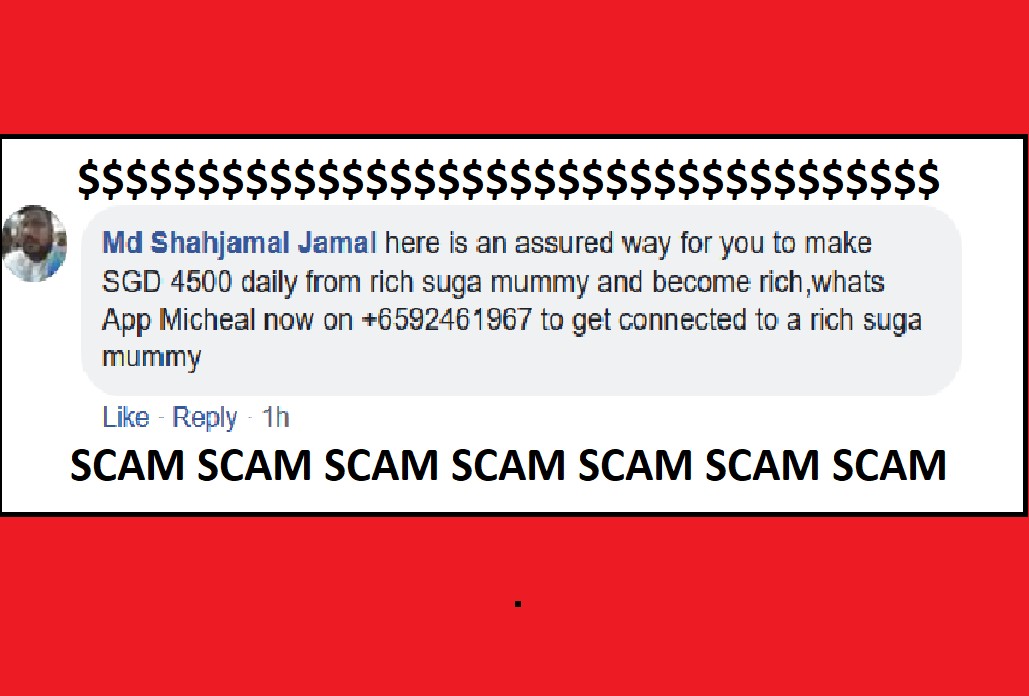 SUGAR MOMMY SCAM. DONT GREEDY! BEWARE!