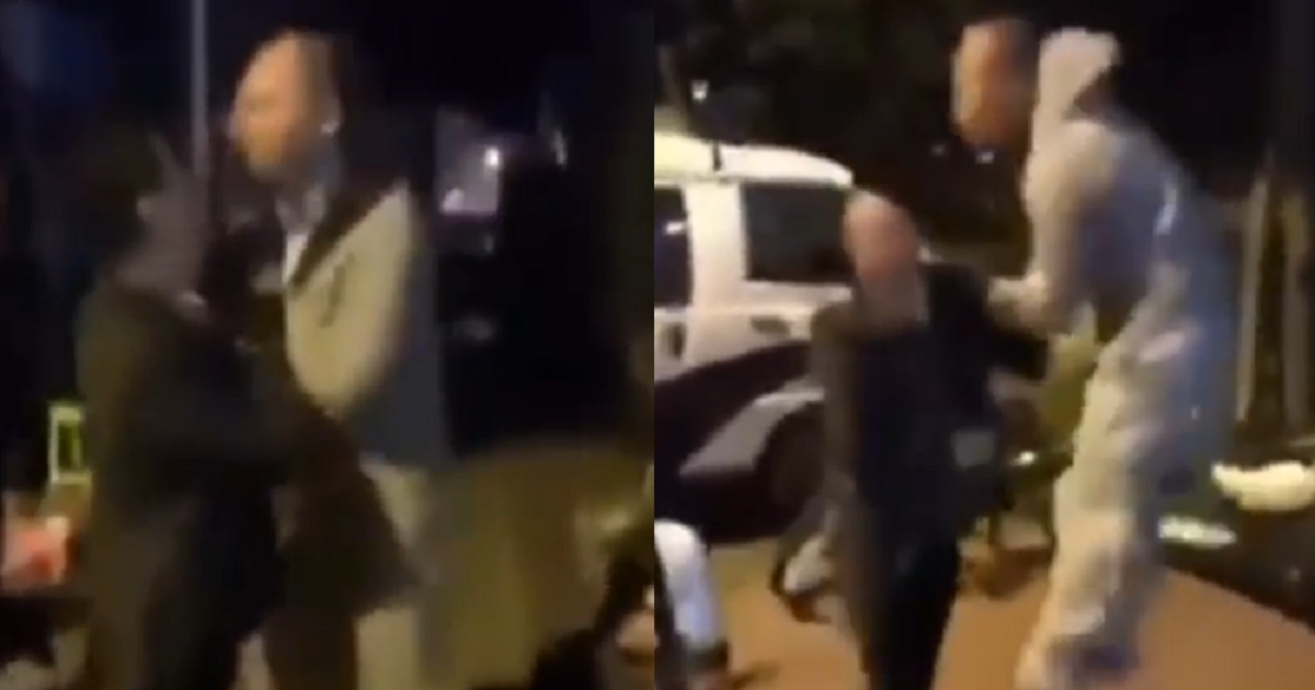 2 PRC MEN FIGHT W/O FIST BY SPITTING AT EACH OTHER IN CHINA