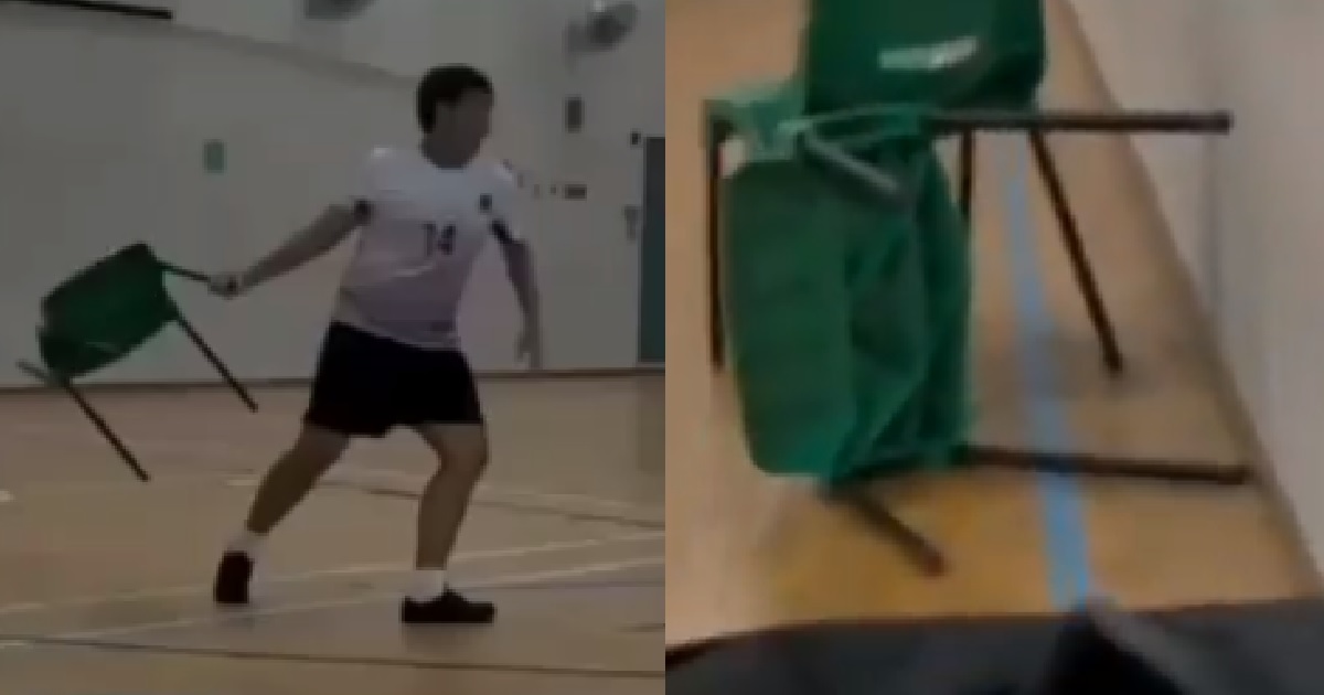 YP THROW CHAIR ACROSS SCHOOL HALL, INTENTIONALLY DAMAGING SCHOOL PROPERTY