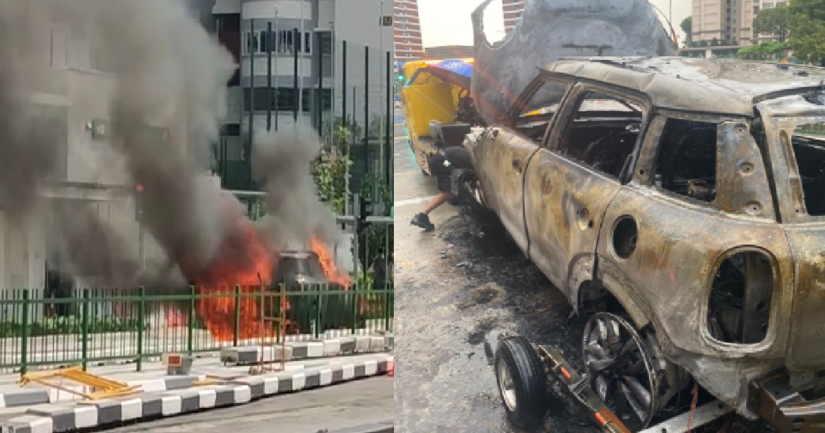 CAR CAUGHT ON FIRE AT SIN MING AVENUE, BURN UNTIL CHAOTA AND TYRES MELTED