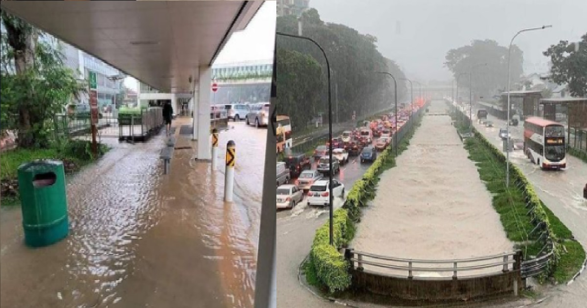 PARTS OF S'PORE FLOODED DUE TO HEAVY RAIN DURING THUNDERSTORM