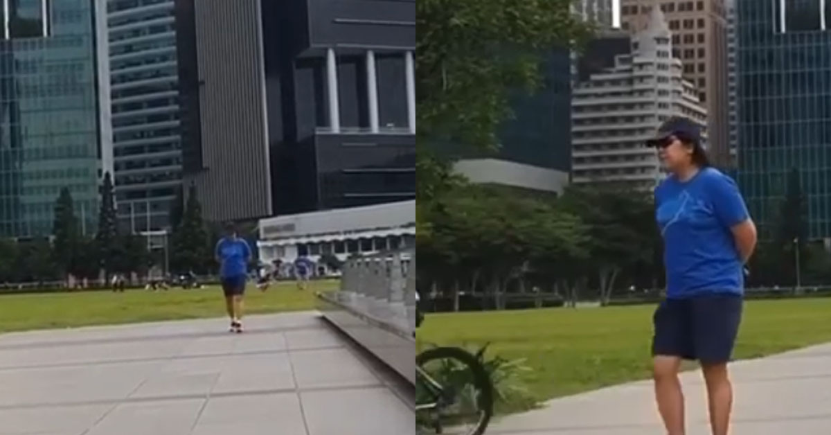 BADGE LADY SPOTTED AGAIN WITH NO MASK AT COLLYER QUAY