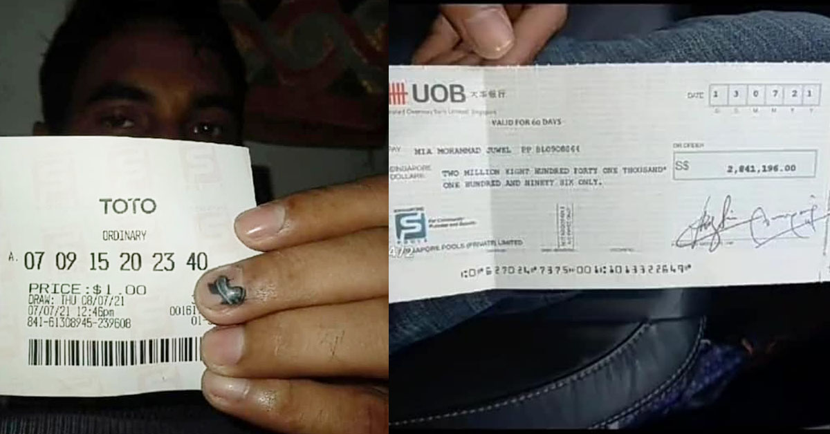 FOREIGN WORKER WON TOTO FIRST PRIZE OVER SGD 2 8M FOREIGN WORKER WON TOTO FIRST PRIZE OVER SGD 2 8M
