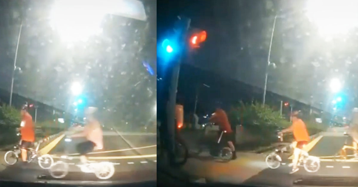 CYCLIST DASHED THROUGH RED LIGHT WANT TO EAT CURRY CHICKEN