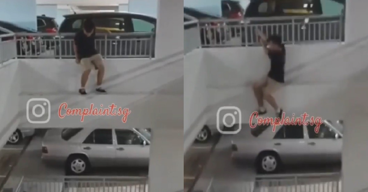 YP CLIMB OVER CARPARK RAILING FOR VIDEO, WANT TO JUMP DOWN