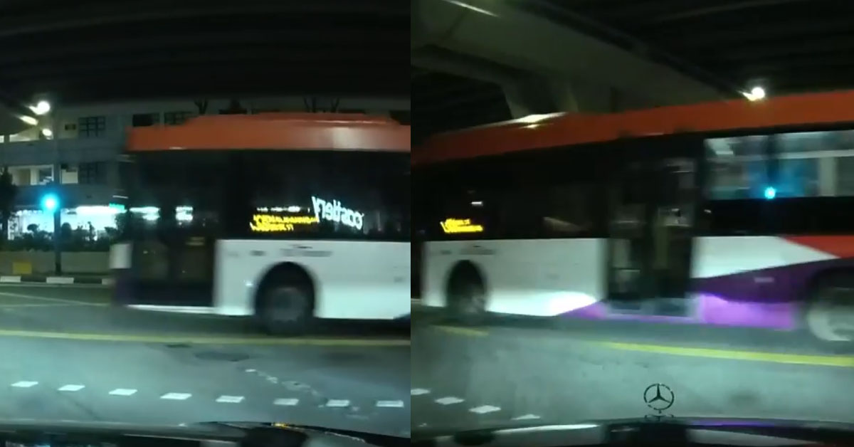SBS BUS BEATS RED LIGHT ALONG KEPPEL ROAD, LUCKY NO VEHICLES