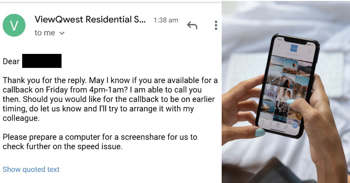 MAN STRUGGLES WITH VIEW QUEST, CUSTOMER SERVICE WANTS TO CALL HIM AFTER ...