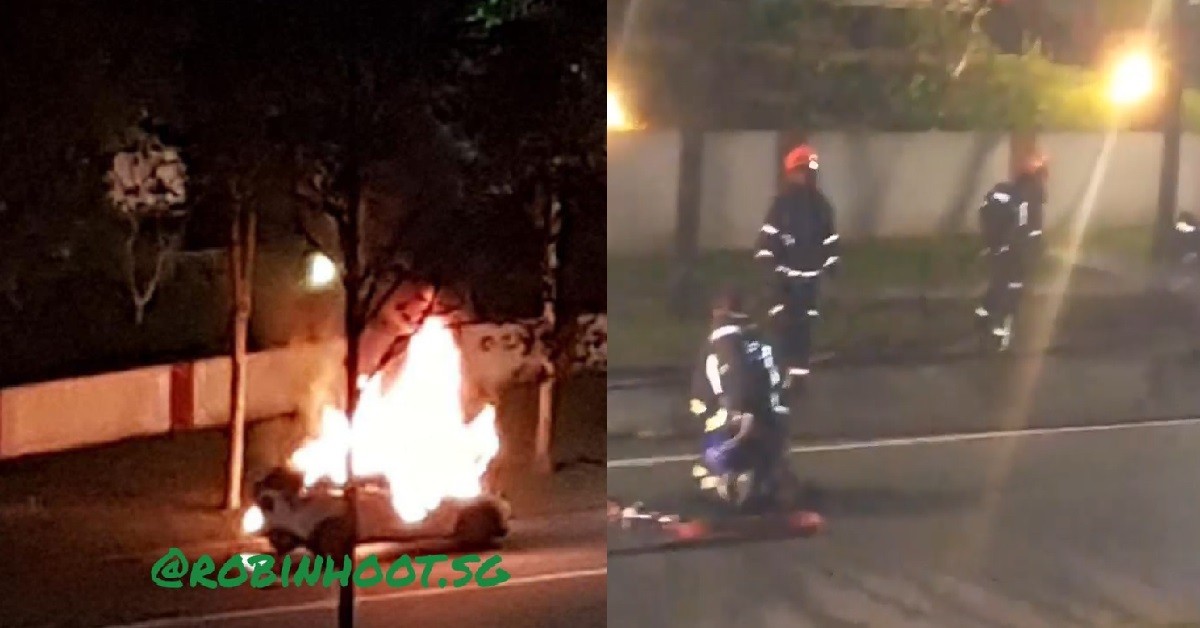 CAR ON FIRE @ WOODLANDS DRIVE, SCDF FIGHTING TO PUT OUT FIRE