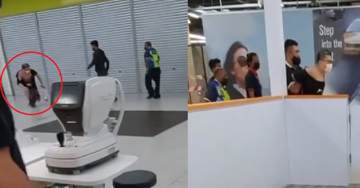 MAN CAUGHT STEALING FROM SHOPPING MALL, CHASED BY SECURITY