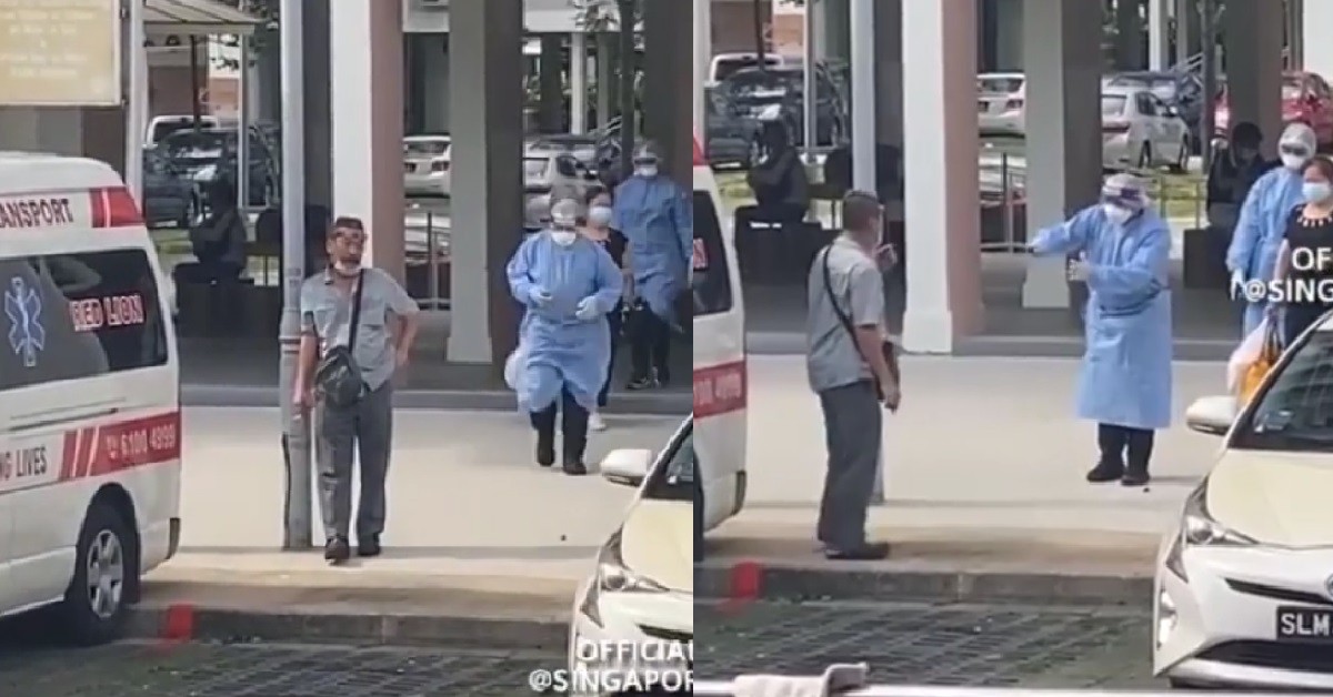 UNCLE SMOKING IN FRONT OF AMBULANCE, KENA CHASE AWAY BY PARAMEDICS