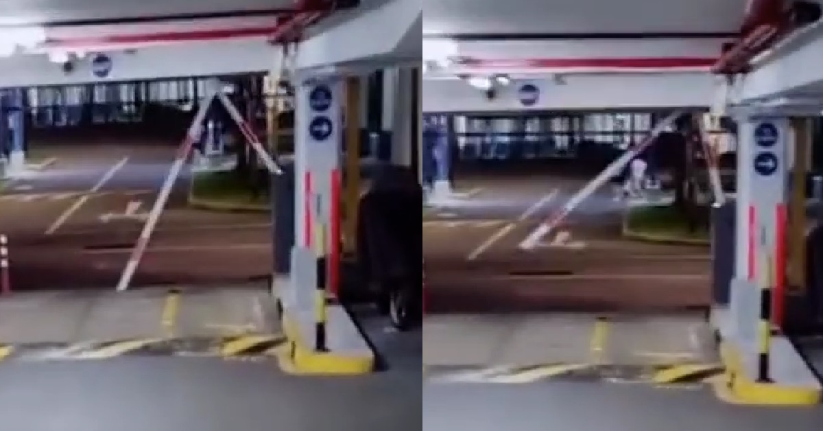 CARPARK GANTRY BARRIER MALFUNCTIONS, DRIVERS UNSURE HOW TO EXIT
