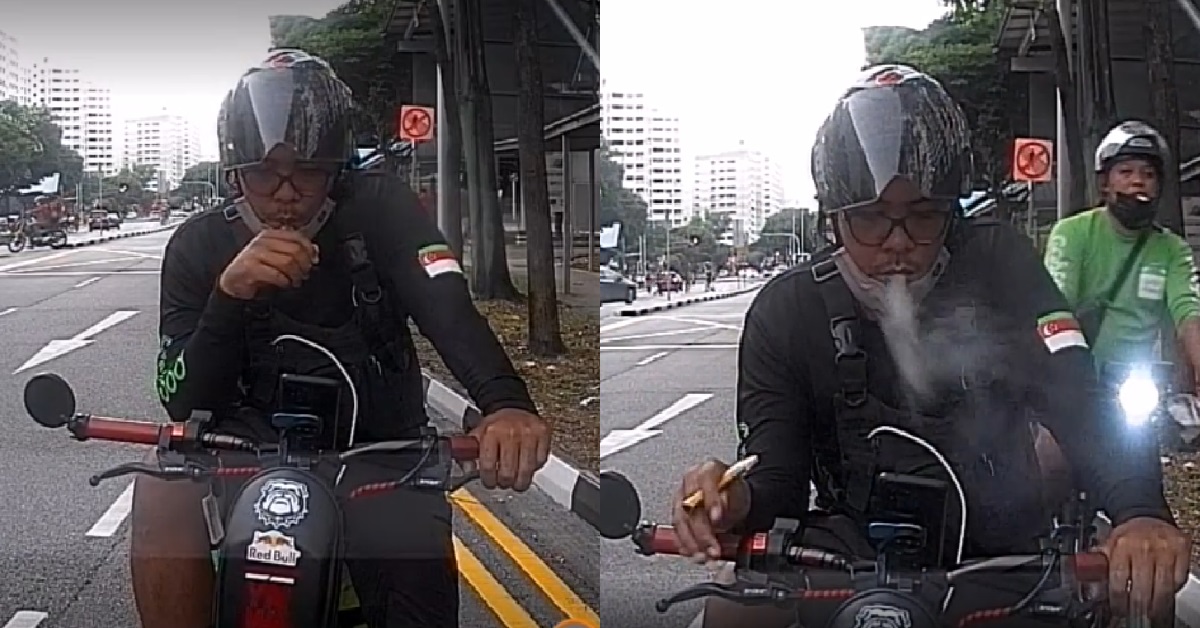 EBIKE RIDER SEEN HAPPILY VAPING AWAY WHILE RIDING ON THE ROAD