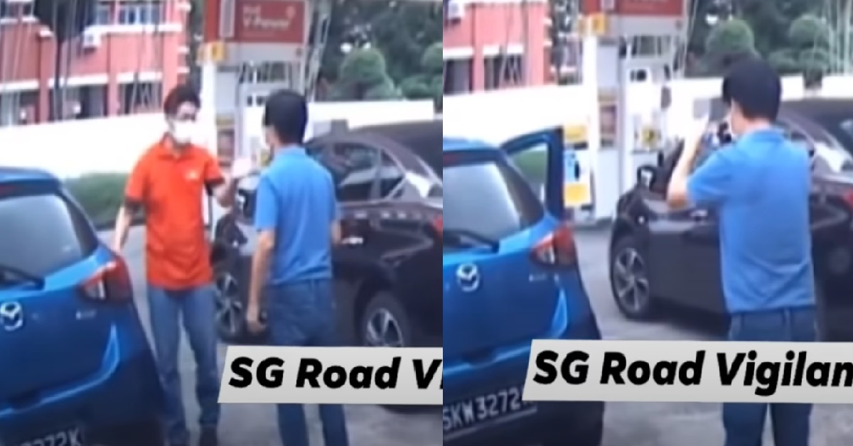 DRIVERS ARGUING AT PETROL STATION, BLOCKING TRAFFIC & OTHERS FROM ENTERING