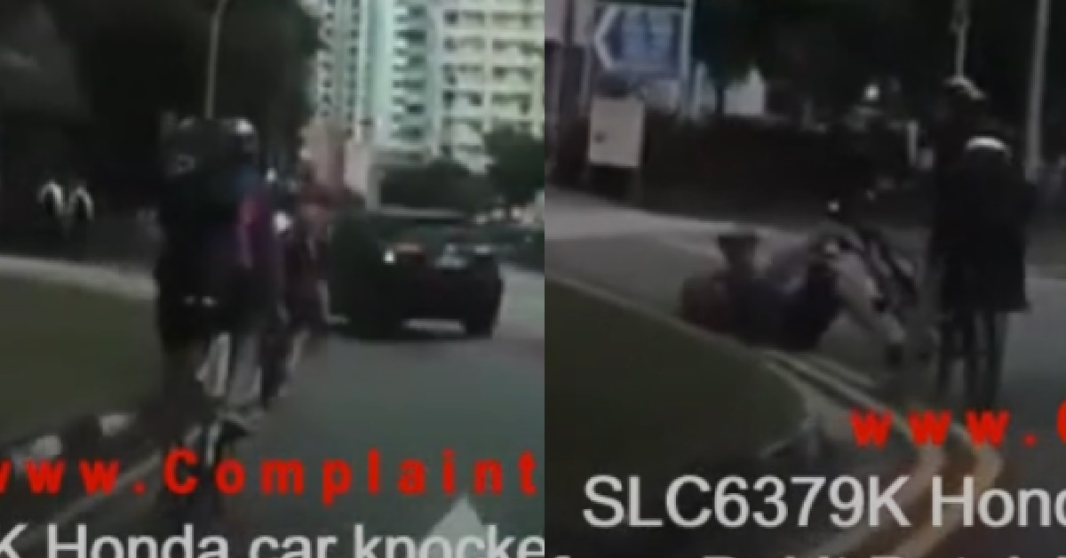 CAR RUNS OVER CYCLIST DURING LEFT TURN, THEN ALLEGEDLY DRIVES AWAY