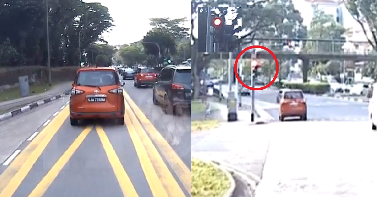 ERRANT DRIVER SEEN DRIVING INSIDE BUS LANE, THEN BEATS RED LIGHT