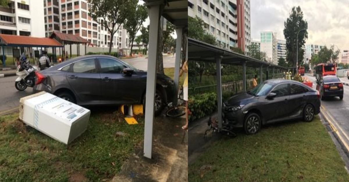 CAR RAMS INTO SINGPOST MAILBOX ALONG HOUGANG AVE 10