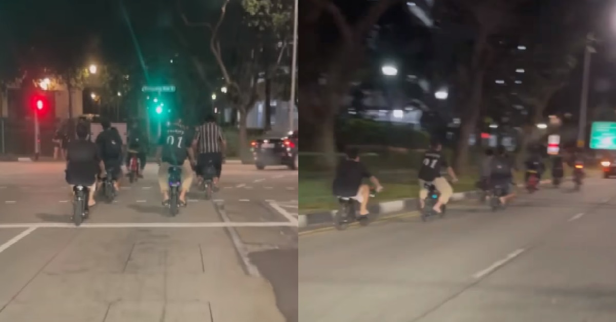 ILLEGAL PMD RIDERS WITH NO HELMET, RIDING ON THE ROAD IN GROUP OF 6