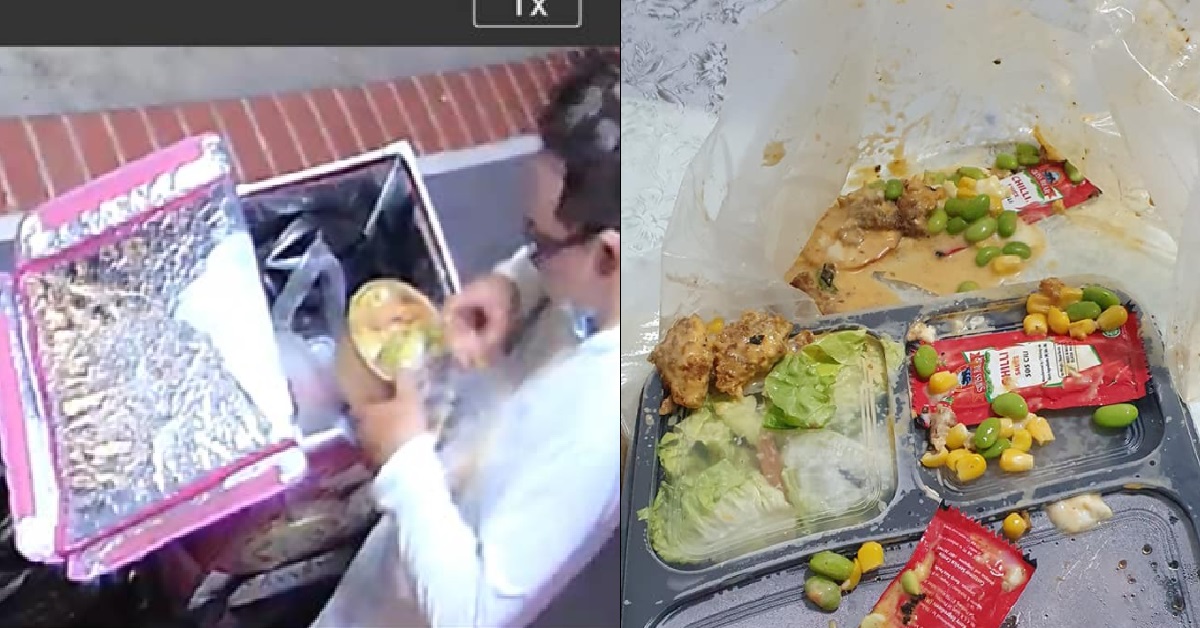 DELIVERY RIDER CAUGHT ON CCTV USING BARE HANDS TO SCOOP SPILLED FOOD