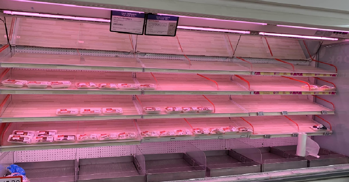 POULTRY SHELVES AT BEDOK NTUC SEEN CLEARED OUT, ALMOST EMPTY