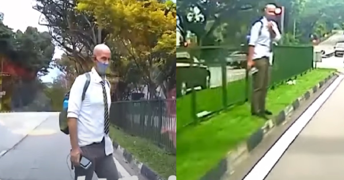 MAN JAYWALKING LIKE HIS AH GONG ROAD, DRIVER: "WHAT'S WRONG WITH YOU AH!"