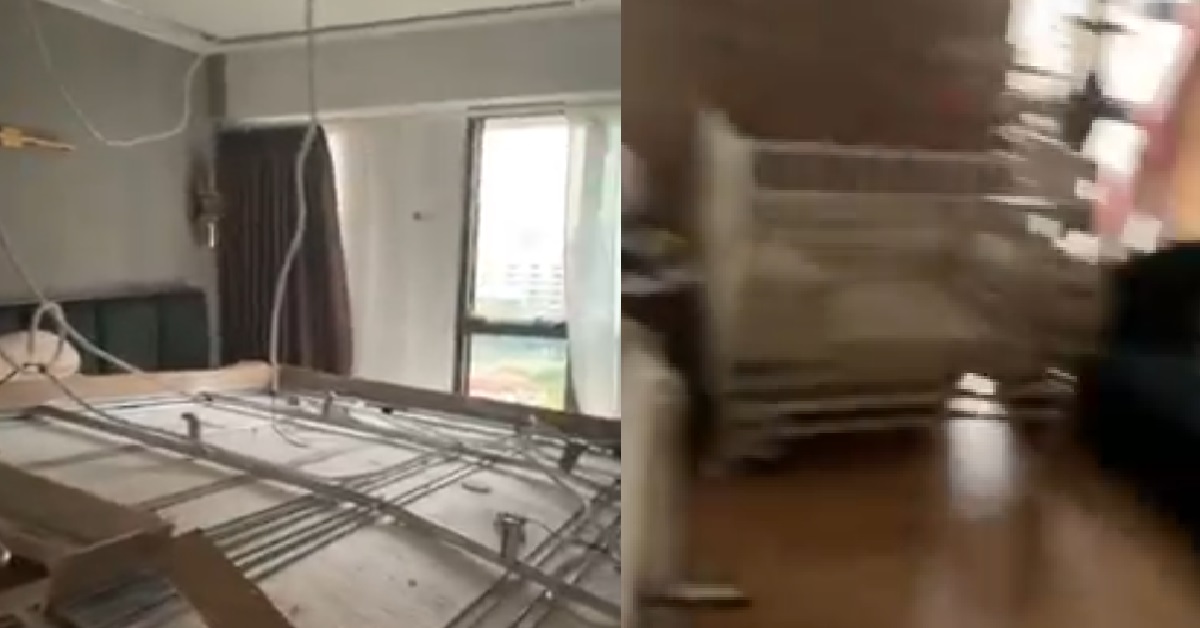WOMAN'S WHOLE CEILING COLLAPSES INSIDE HER CHILDREN'S ROOM