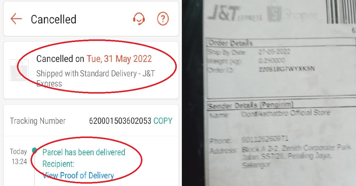 MAN CANCELLED SHOPEE ORDER, BUT PARCEL STILL DELIVERED TO HIS HOME
