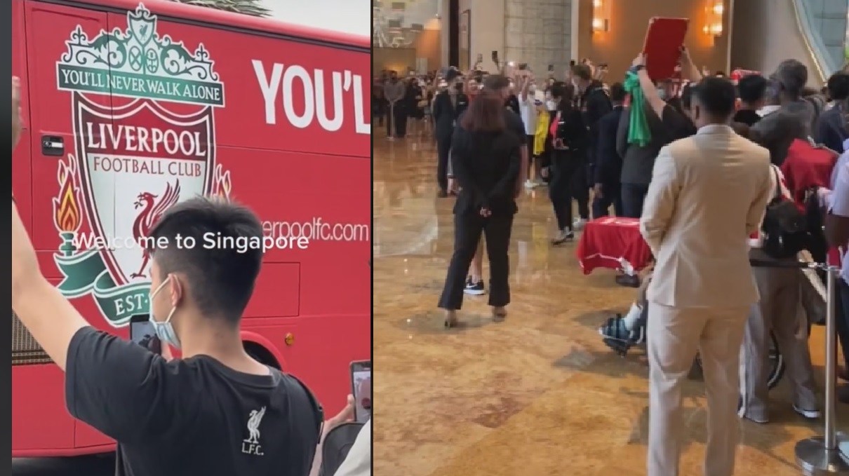 BIG CROWD FANS WELCOME LIVERPOOL PLAYERS AT THE RITZ-CARLTON