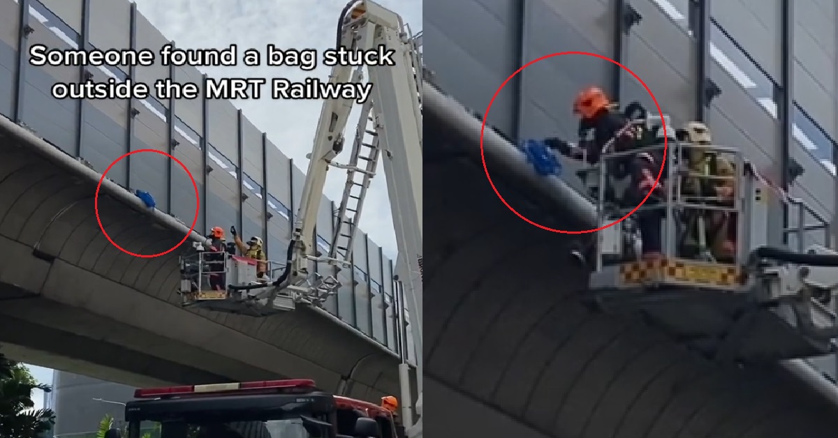 SUSPICIOUS BAG STUCK ON MRT TRACKS, SCDF ACTIVATED TO RETRIEVE IT USING ...