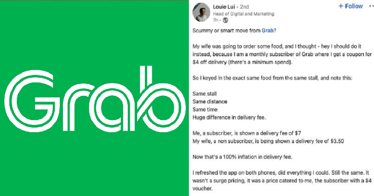 GRAB RESPONDS TO ALLEGATIONS THAT THEY CHARGE SUBSCRIBERS MORE FOR FOOD ...