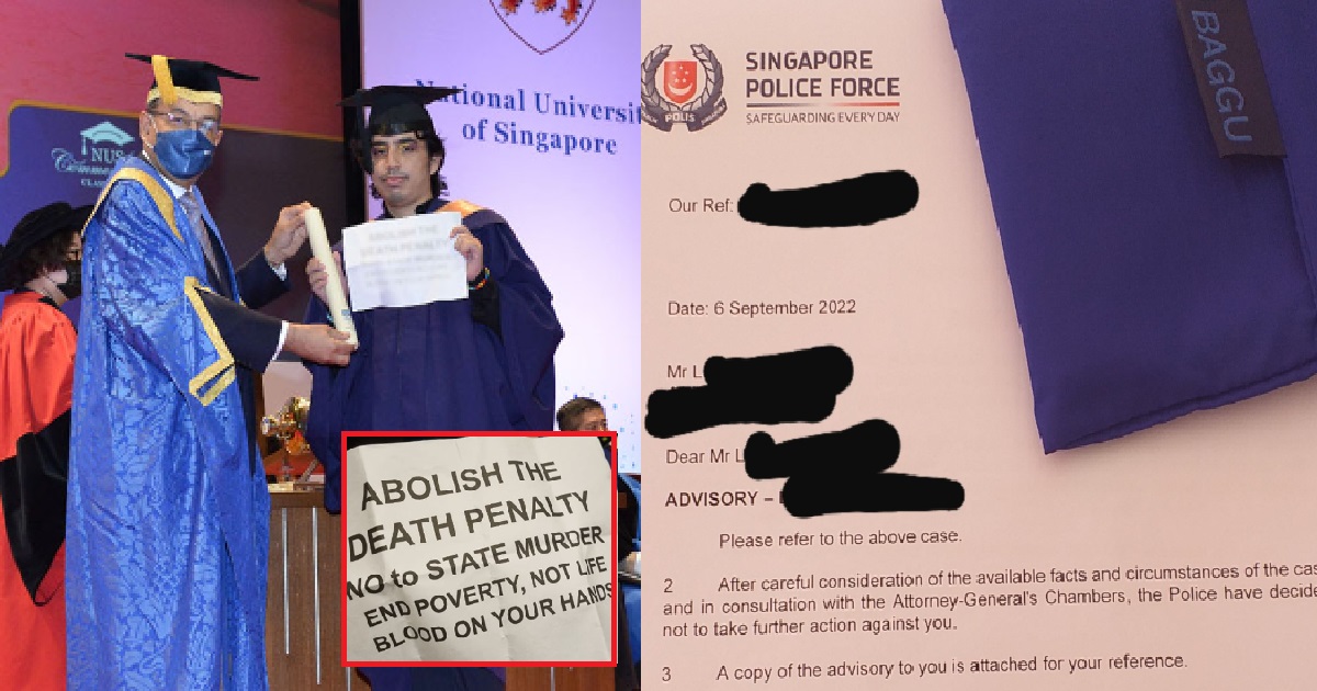 NO FURTHER ACTION TAKEN AGAINST NUS STUDENT WHO HELD ANTI-DEATH PENALTY ...