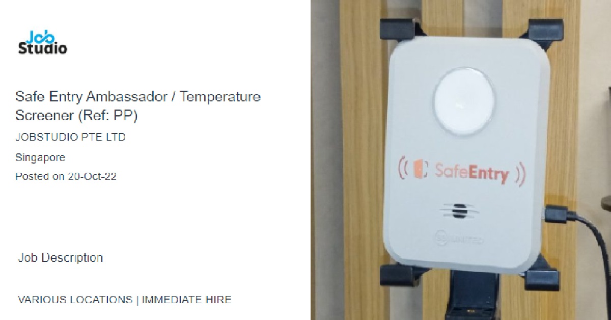 SAFE-ENTRY AMBASSADOR JOB POSTED ONLINE, NETIZENS ASK IF RESTRICTIONS ...