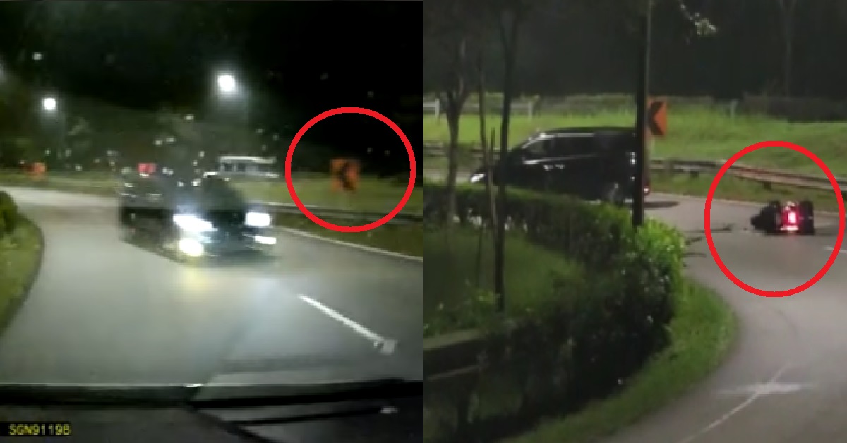 RECKLESS DRIVER DRIVING AGAINST TRAFFIC @ CTE EXIT & RUNS OVER MOTORCYCLIST