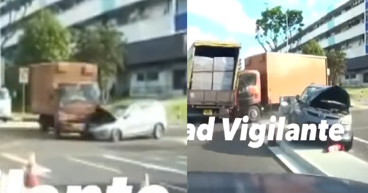 4-VEHICLE CHAIN COLLISION AFTER CAR CRASHED INTO LORRY @ BEDOK, 1 SENT ...
