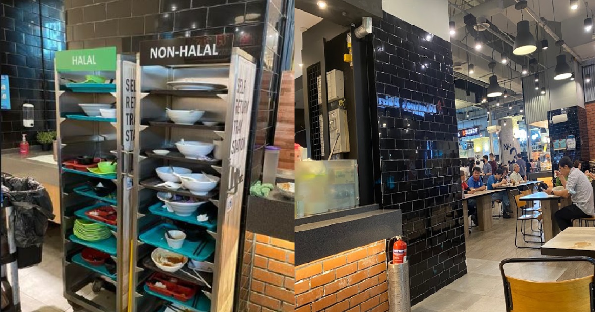 HALAL AND NON-HALAL CUTLERIES SEEN MIXED TOGETHER AT JOO KOON FOOD COURT