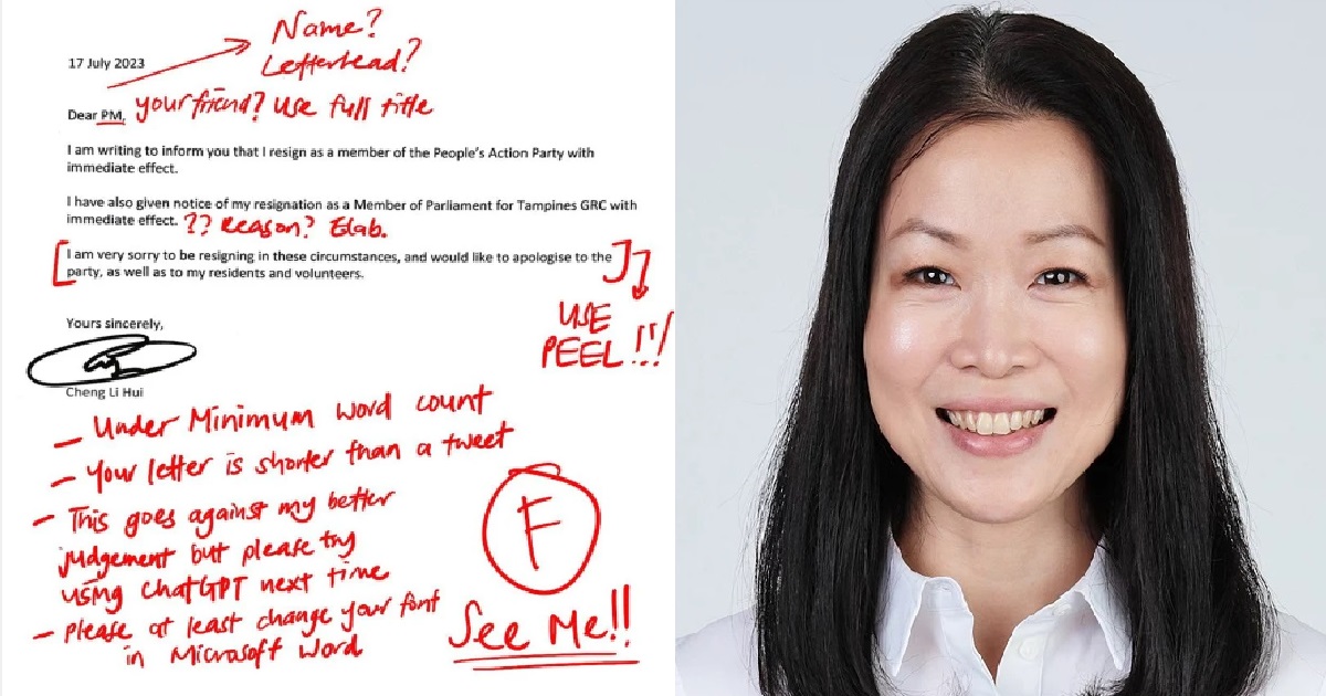 NETIZEN GRADES SG POLITICIANS' LETTERS OF RESIGNATION, CHENG LI HUI ...