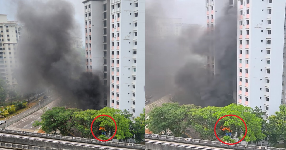 CAR BURSTS INTO FLAMES @ SENGKANG, THICK BLACK SMOKE COVERS ENTIRE HDB ...