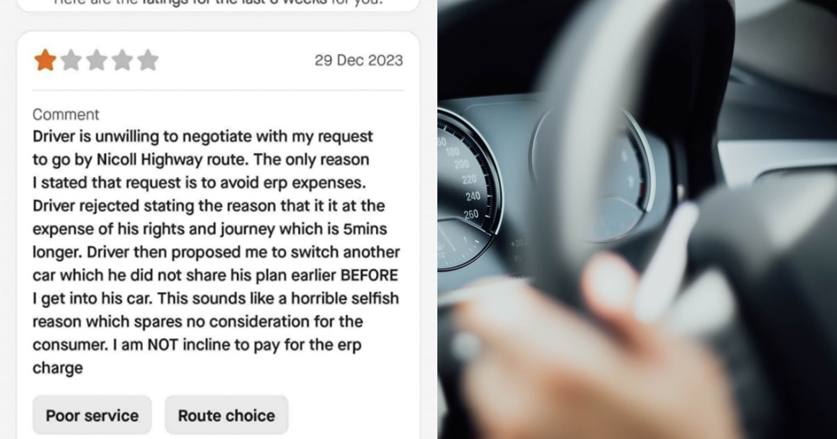 PASSENGER WANTS DRIVER GO BIG ROUND TO AVOID ERP AND WANT TO WASTE PETROL