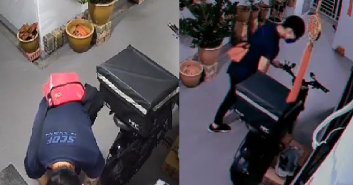 MAN WEARING SCDF SHIRT, CAUGHT ON CCTV STEALING DELIVERY RIDER'S EBIKE ...