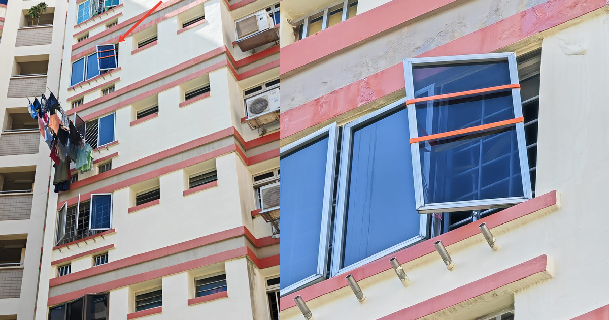 HDB UNIT AT TAMPINES HAS A DISLODGED WINDOW, TAKE NOTE!