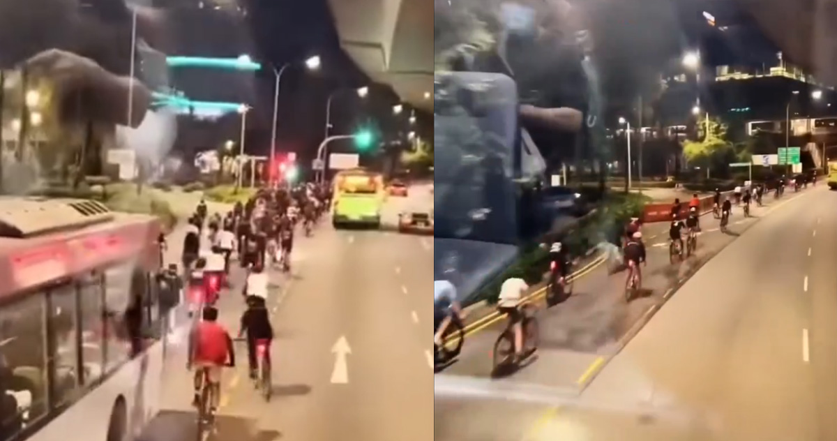 NUISANCE BICYCLE GANG OCCUPYING 2 LANES & BLOCKING TRAFFIC