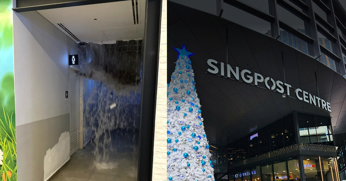 WATER PIPE BURST IN SINGPOST CENTRE, 7 Y.O GIRL CLIMBED ON TABLE TO ...