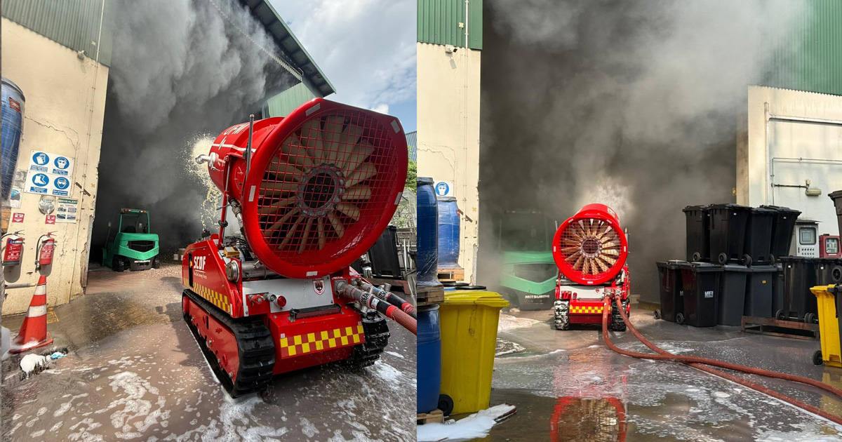 FIRE IN TUAS, SCDF DEPLOYS UNMANNED FIREFIGHTING MACHINE