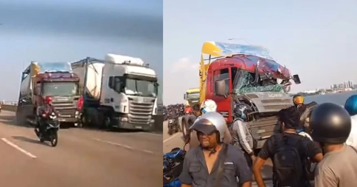 Chemical Tank Falls into Sea After Two Trucks Collide at Tuas Second Link