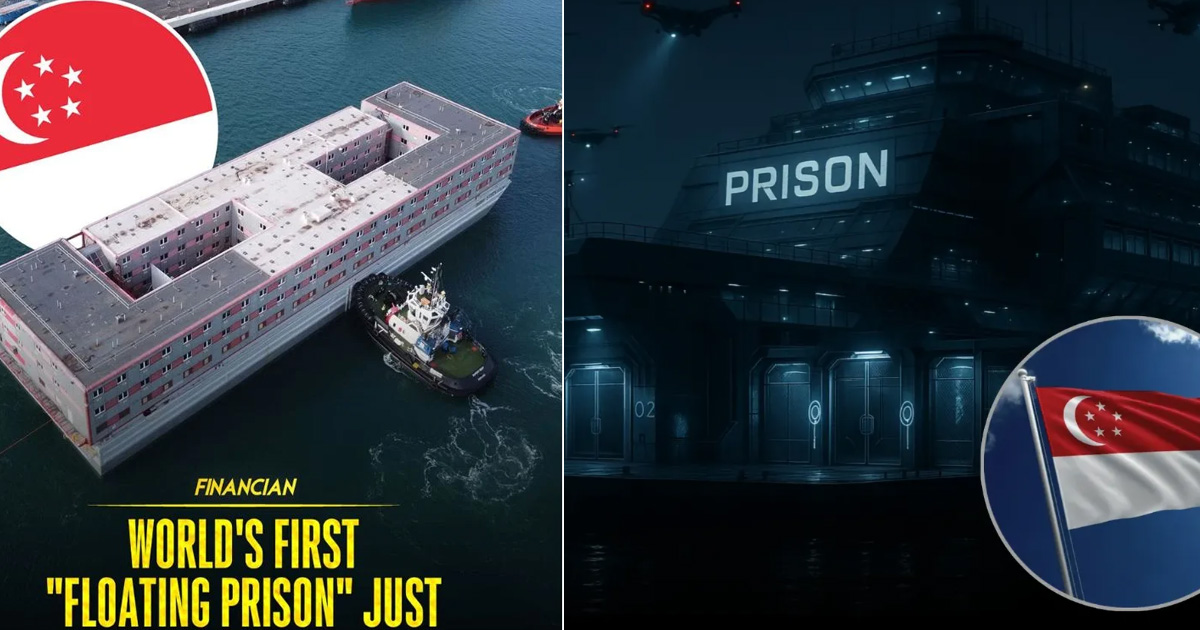 "S'PORE WORLD FIRST FLOATING PRISON" IS A FAKE AI GENERATED IMAGE