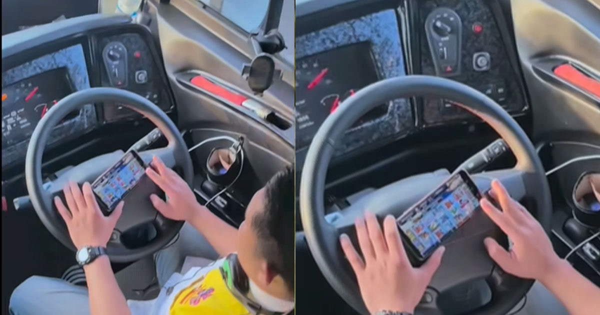 Malaysian Long-Distance Bus Driver Caught Playing Mobile Game While Driving