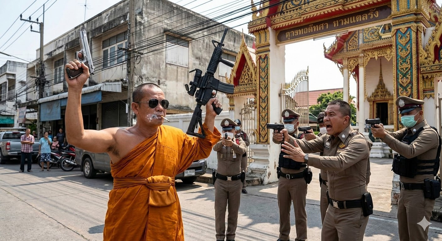 MAFIA THAI MONK: POLICE FOUND FIRE ARMS AND ILLEGAL ITEMS IN TEMPLE