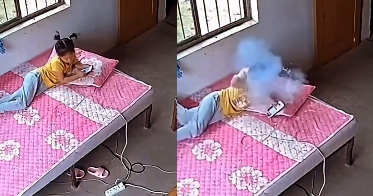 PHONE EXPLODES WHILE LITTLE GIRL USES IT WHILE CHARGING