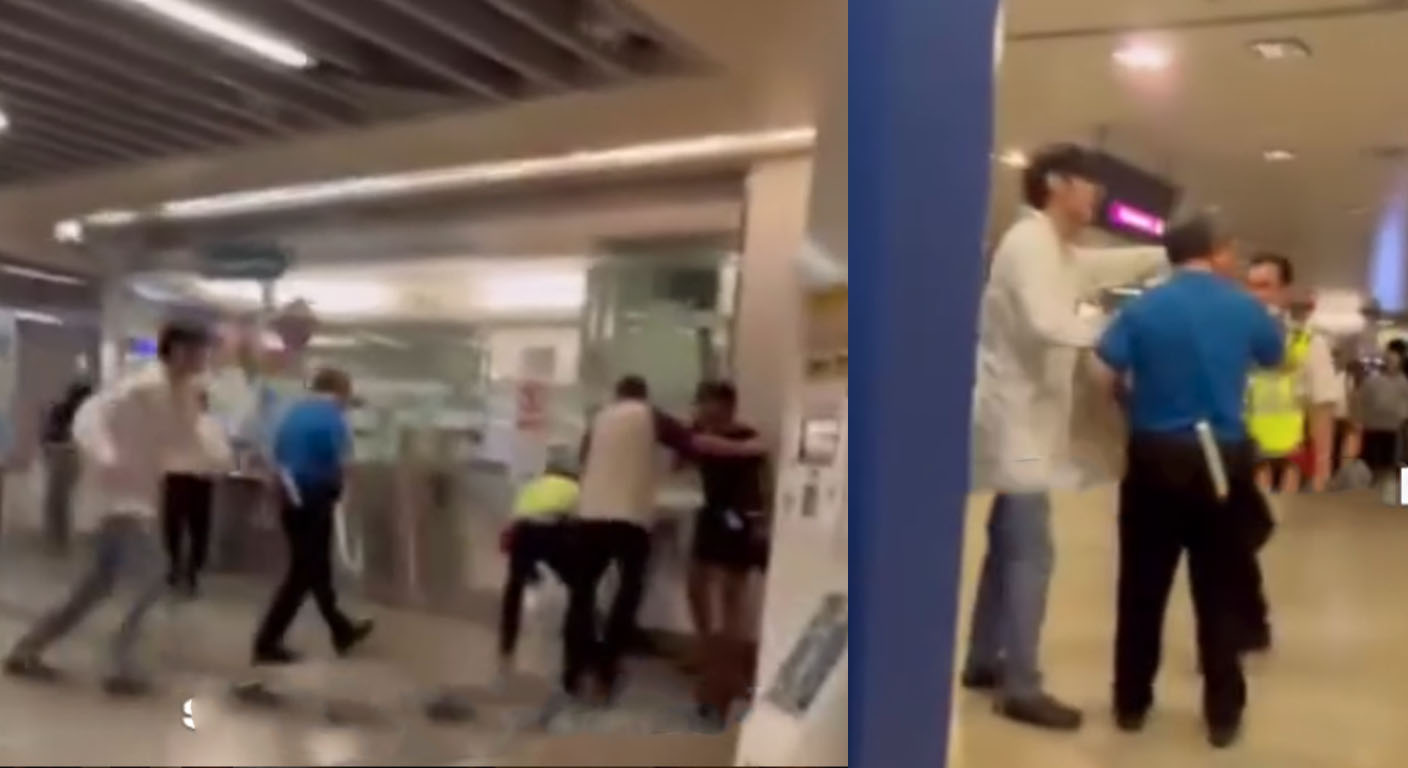 Fight Breaks Out at Serangoon MRT Station, Two Men Arrested, Using Chair